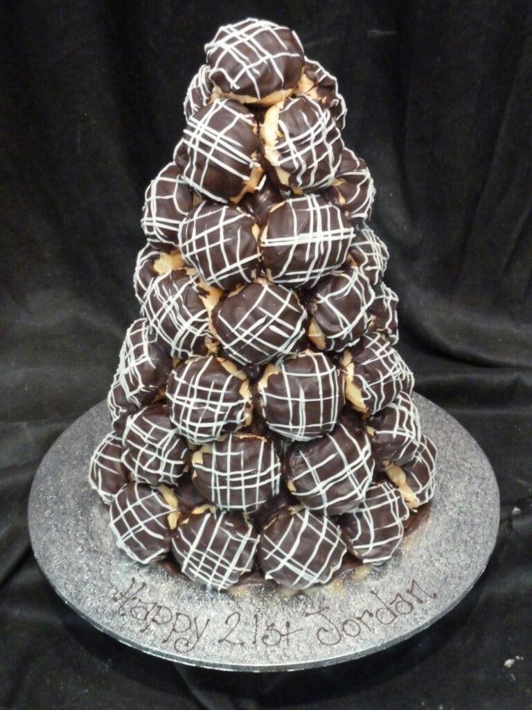 Croquembouche Chocolate 4- Dark Dip with White Lines – Heidelberg Cakes