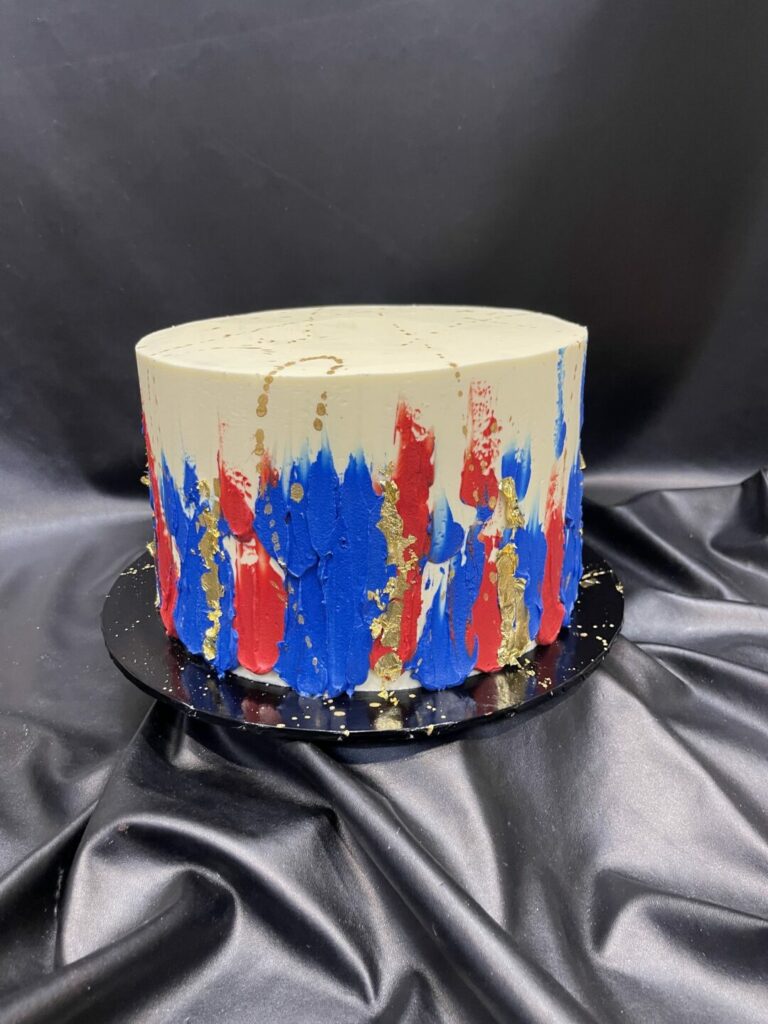 Vertical Textured Colour Buttercream with Gold Accents – Heidelberg Cakes