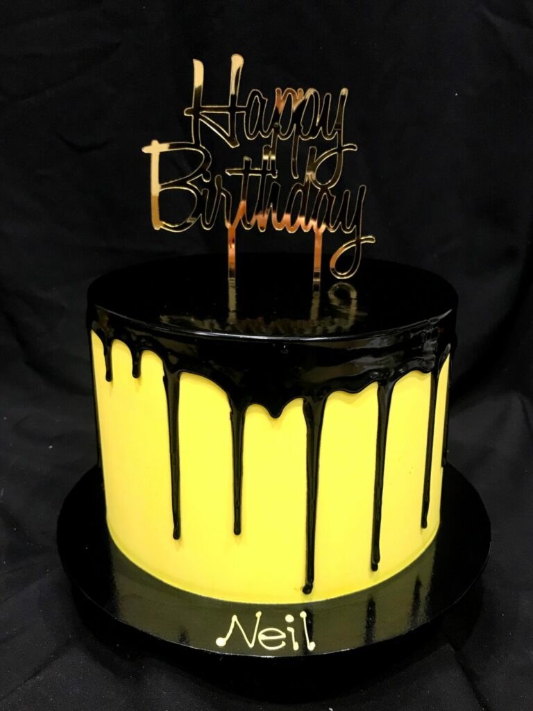 Black Drip on Coloured Buttercream – Heidelberg Cakes
