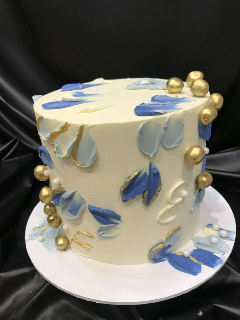 Blue and Gold Textured Buttercream – Heidelberg Cakes